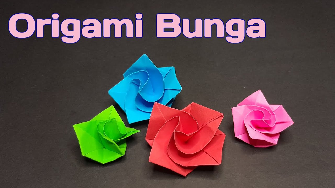 Cara Membuat Bunga Dari Kertas | Origami Bunga Mawar - YouTube