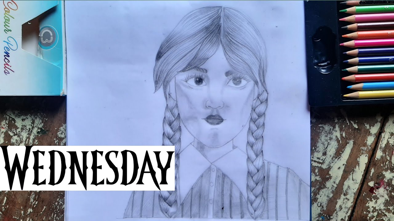 How To Draw Wednesday Addams | Drawing Tutorial (Step By Step ...