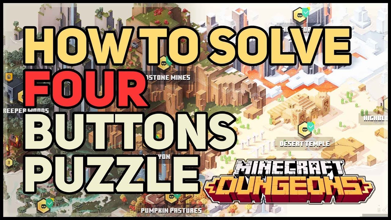 How to Solve Four Buttons Puzzle Minecraft Dungeons - YouTube