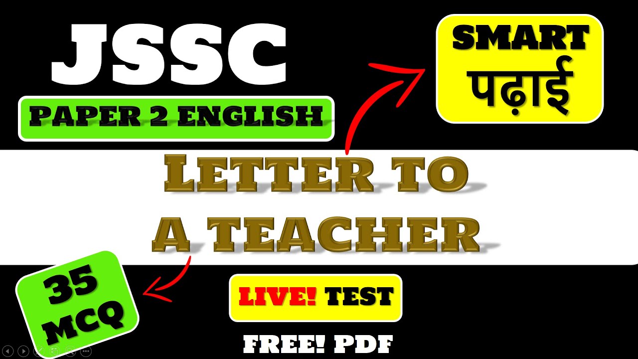 Letter to a Teacher | English Paper 2 for JSSCCGL, JTET, JSSC SI, JSSC ...