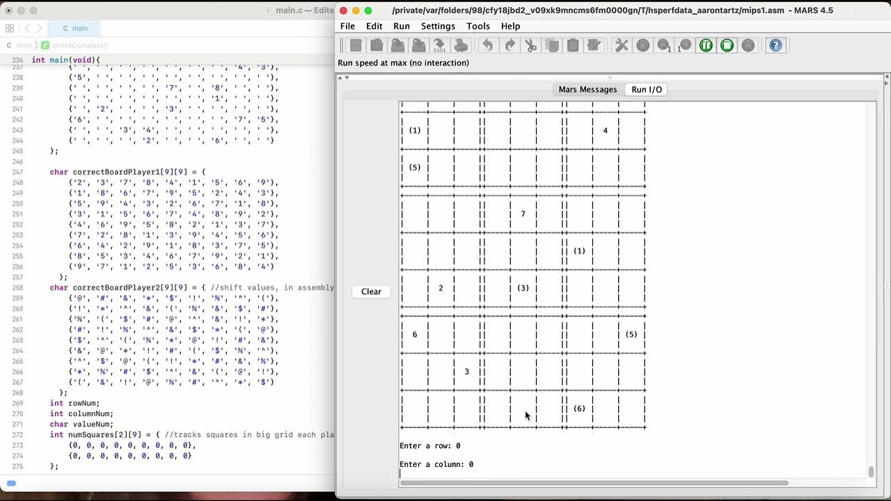 Sudoku & Nested Tic-Tac-Toe Game in MIPS Assembly - YouTube
