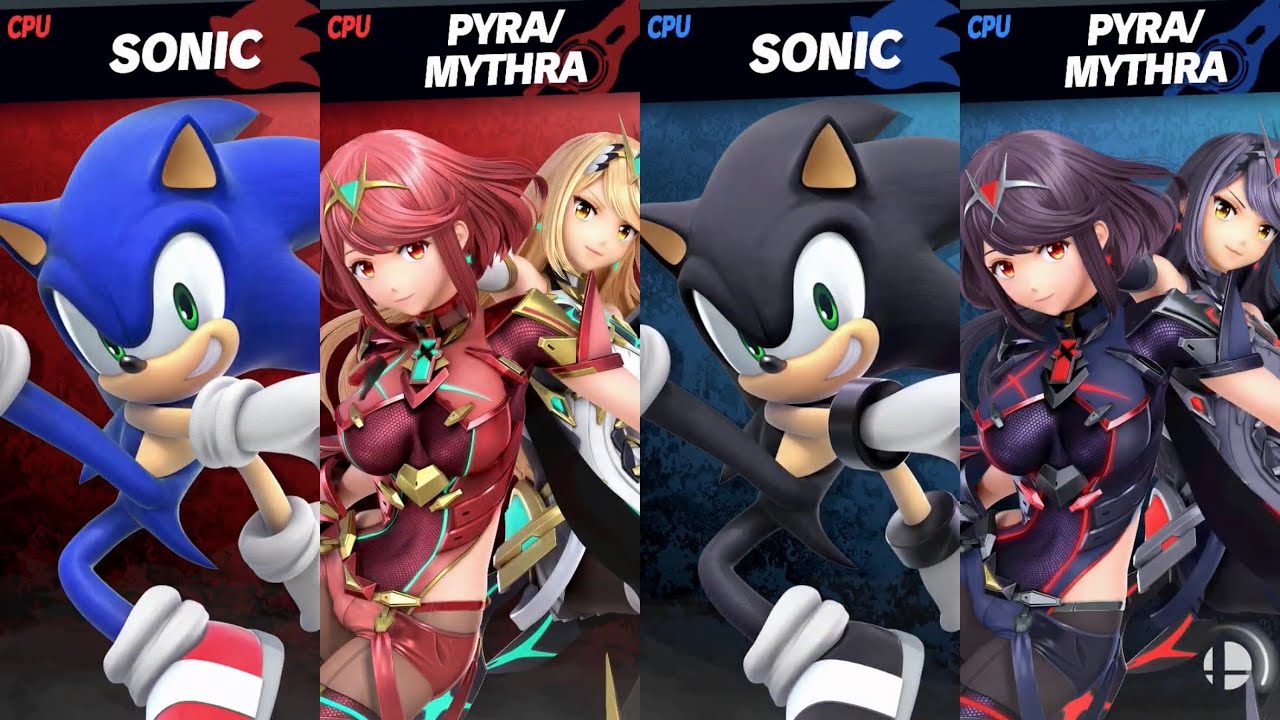 Super Smash Bros. Ultimate - Sonic & Pyra/Mythra vs Dark Versions - YouTube