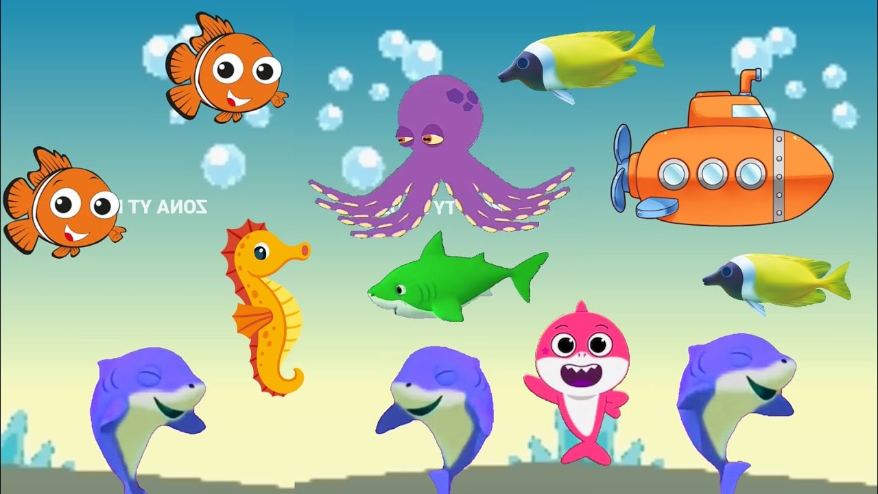Baby Shark Fish Song at Seaworld, Dolphin octopus Nursery rhymes, Baby ...