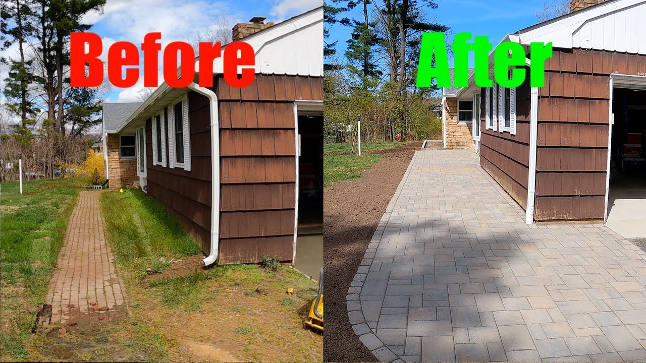 Replacing this old sinking brick walkway - YouTube