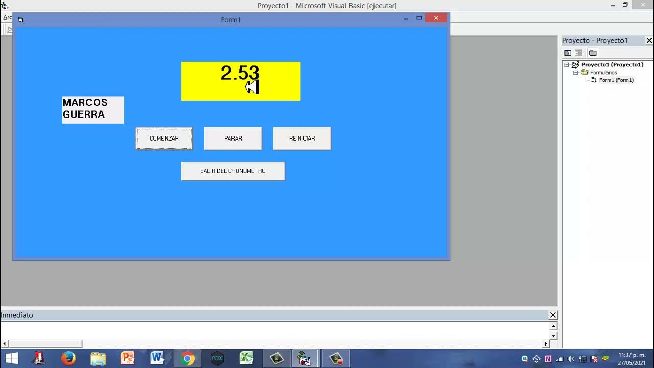 CRONOMETRO, VISUAL BASIC, MARCOS GUERRA - YouTube