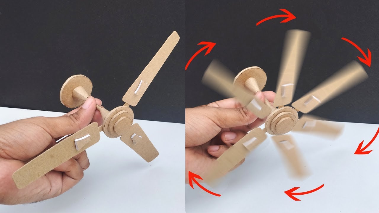 How to make DIY ceiling fan | Cardboard ceiling fan | Cardboard craft ...