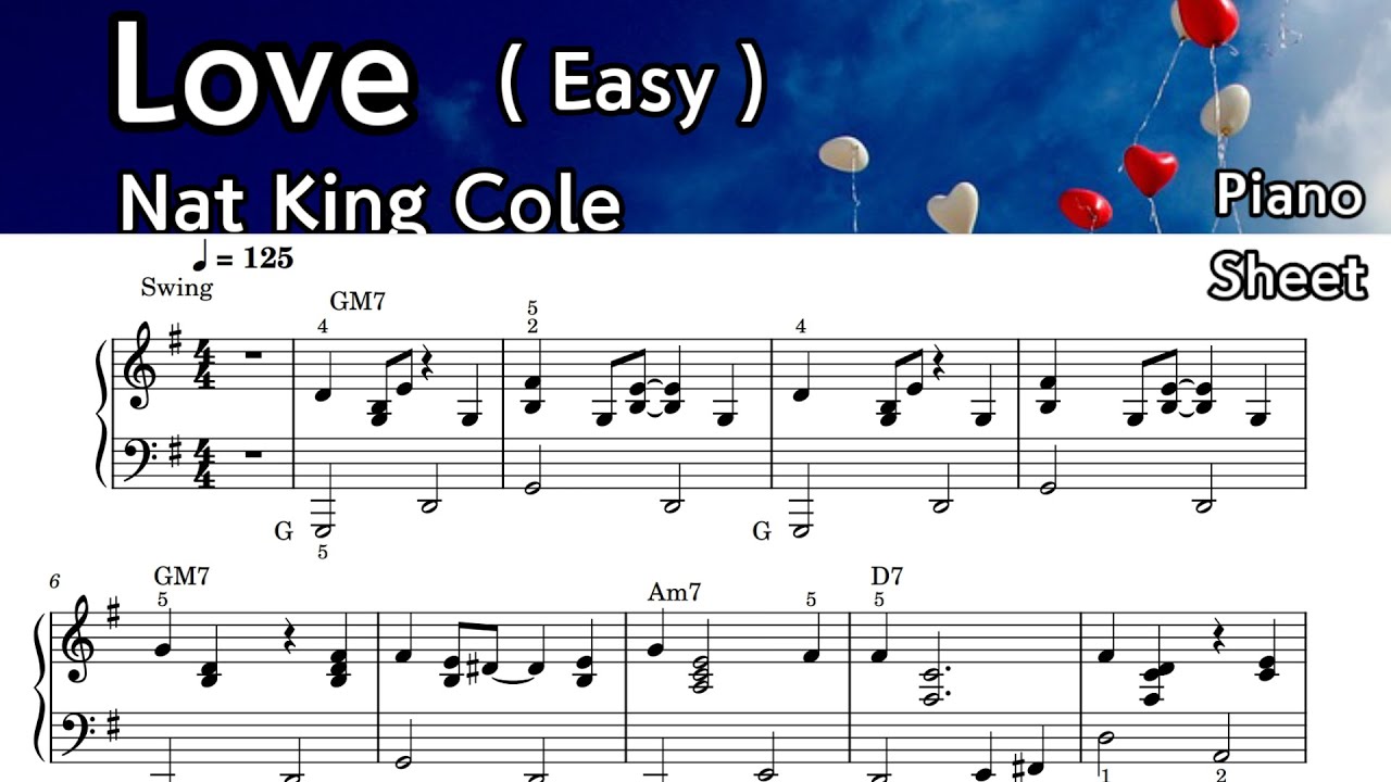 Love / Easy Piano Sheet Music /Nat King Cole / by SangHeart Play - YouTube