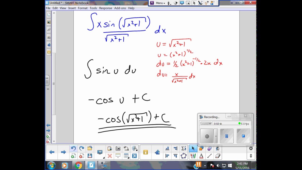 AP Calculus AB - Indefinite Integral Example Trig -- Juda math - YouTube