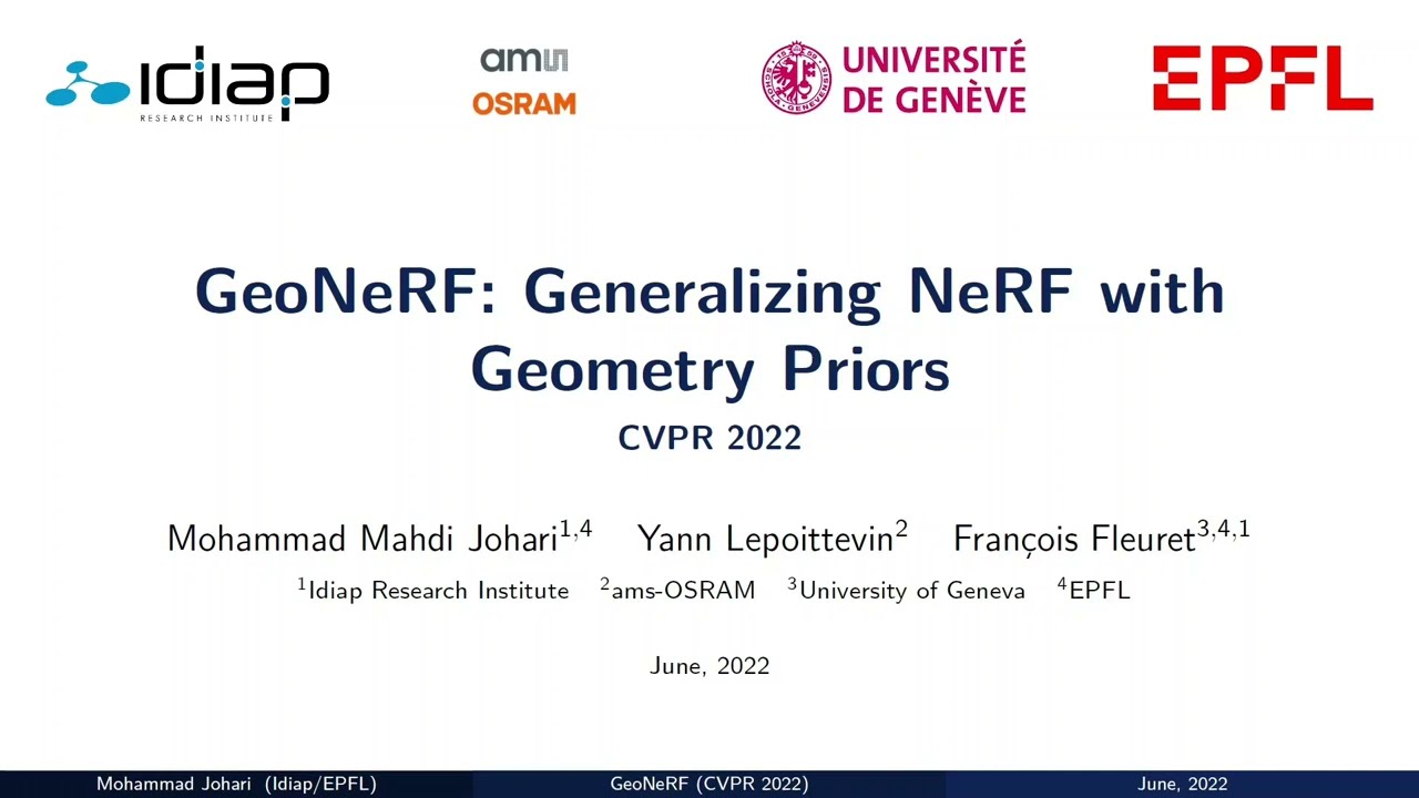 GeoNeRF: Generalizing NeRF with Geometry Priors - YouTube