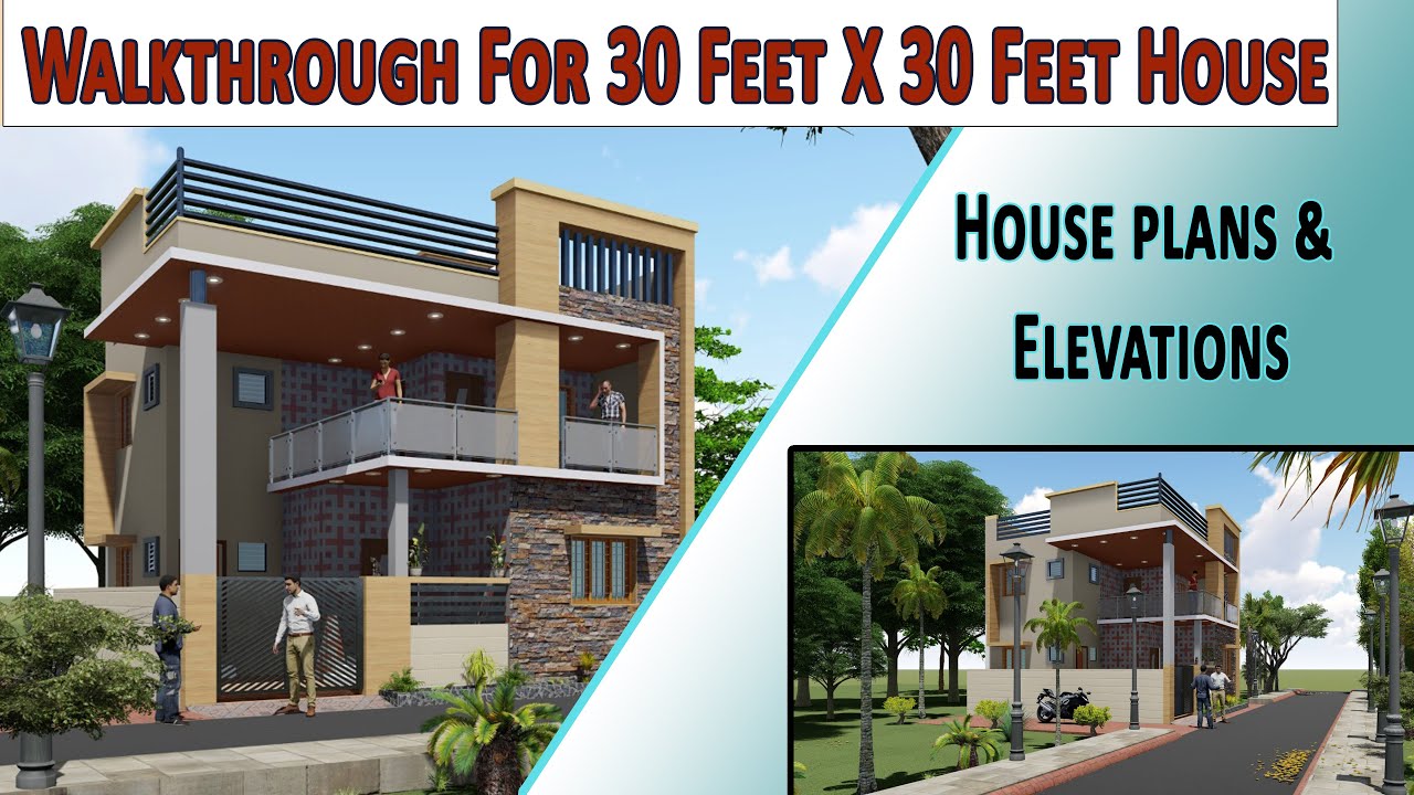 3D MODELING WORK AND WALKTHROUGH VIDEO FOR 30 FEET X 30 FEET HOUSE ...