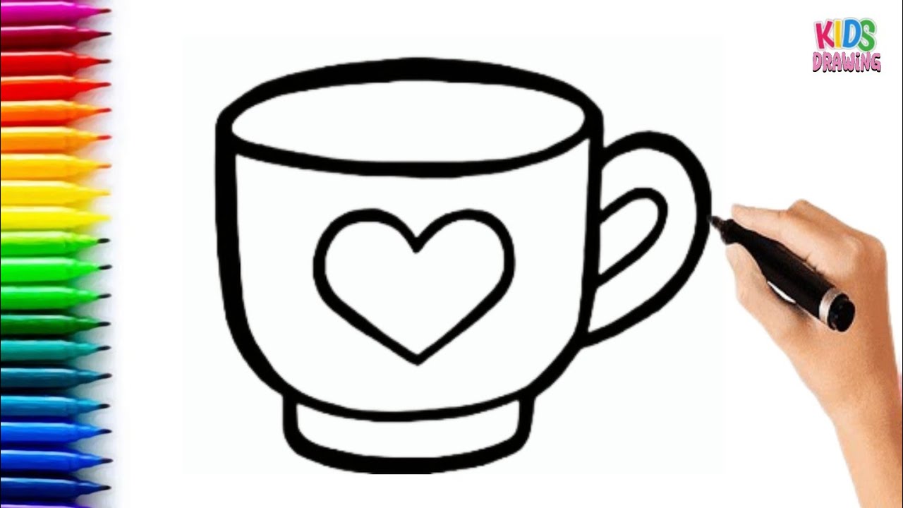 Tea Cup Drawing Easy || How to draw Cup Drawing Step by Step for kids ...