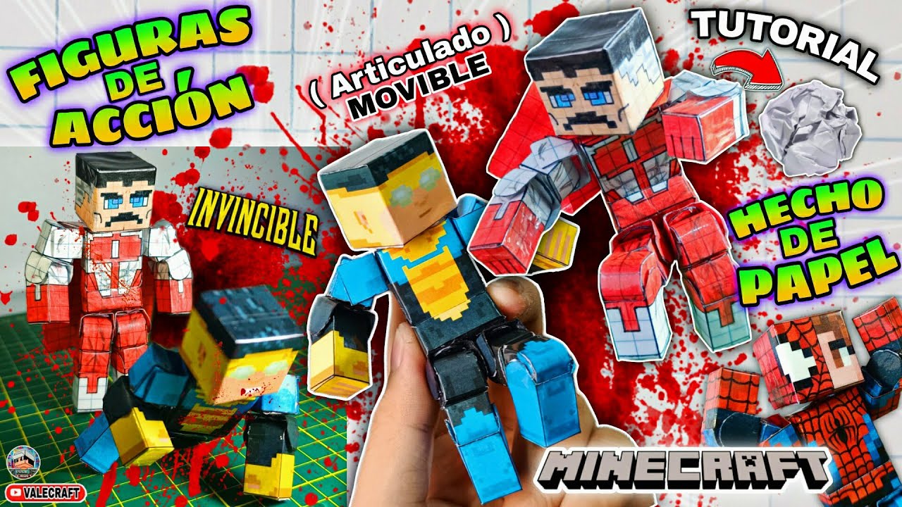 Como hacer figuras de papel Invincible y Omni-Man Minecraft movible ...