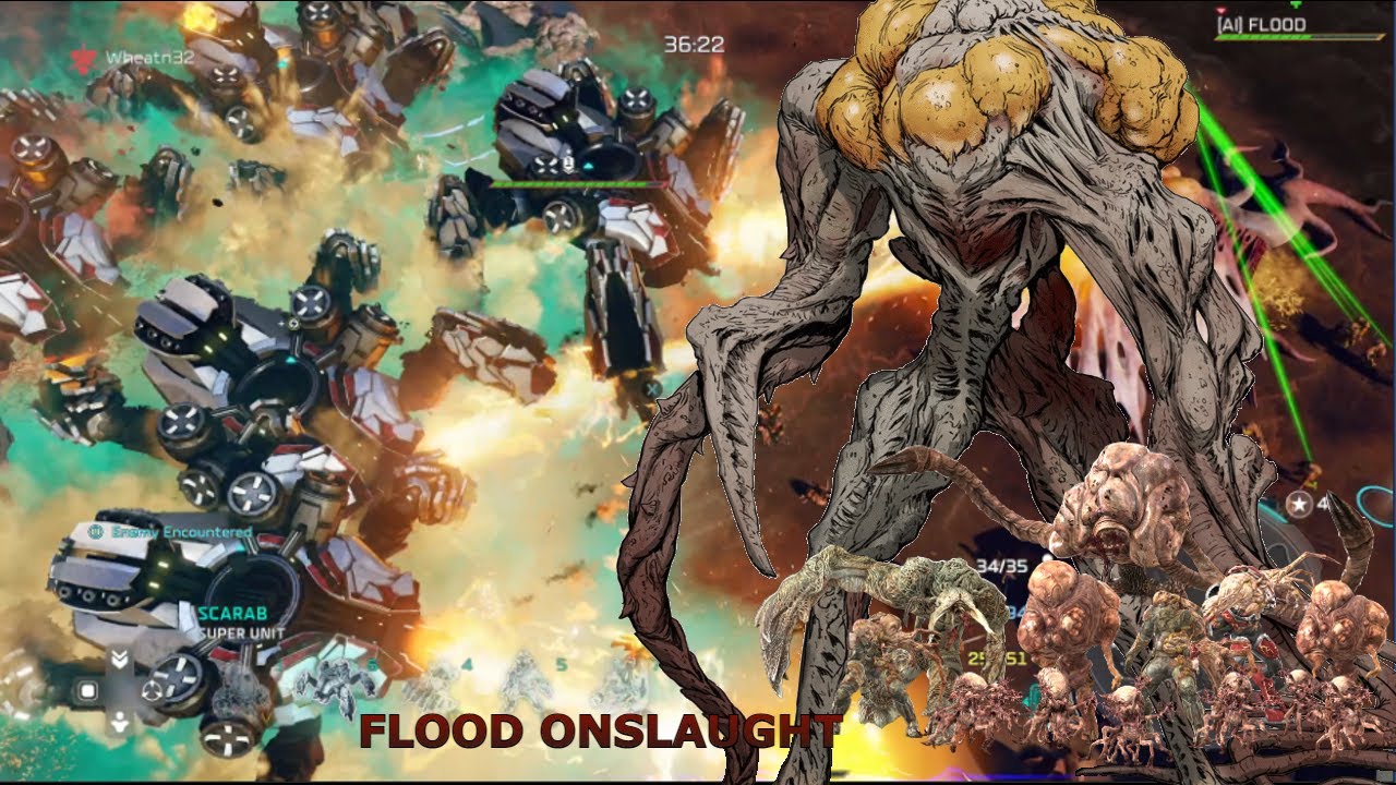 Halo Wars 2 - Surviving against the FLOOD! (Flood Onslaught Mod) - YouTube