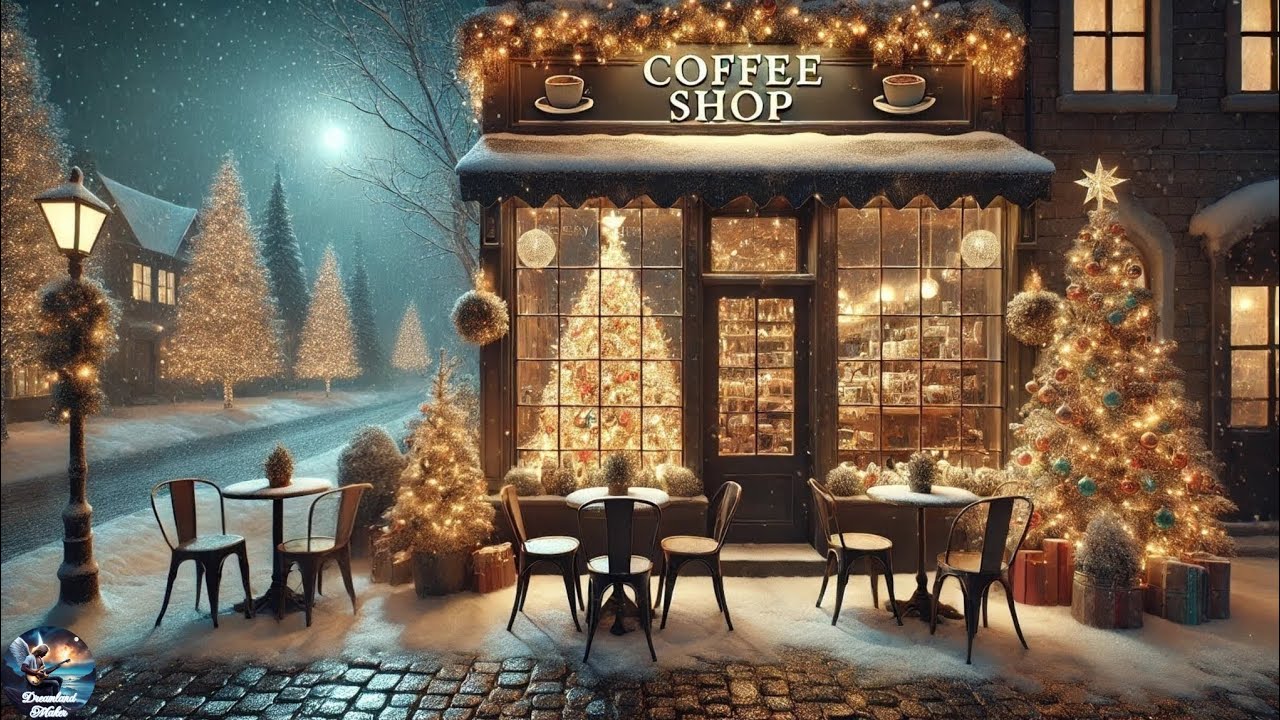 Cozy Snowy Coffee Shop at Christmas 🎄☕ Famous Carols in Jazz Piano ...
