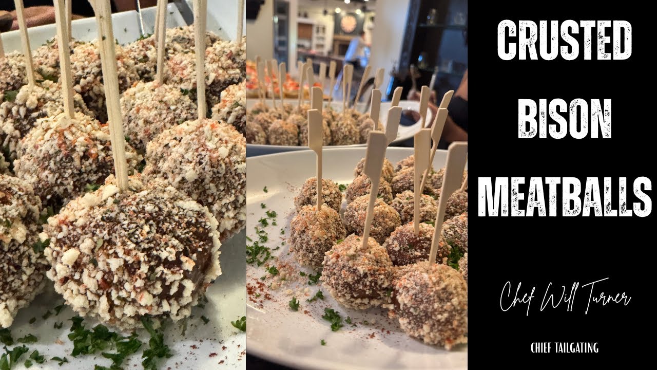 Panko and Hot Cheeto Crusted Bison Meatball Skewers - YouTube