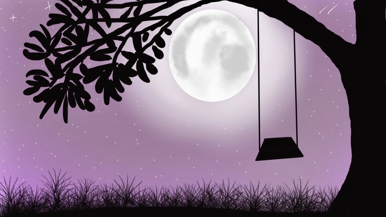 Beautiful night with full moon drawing/digital drawing. - YouTube
