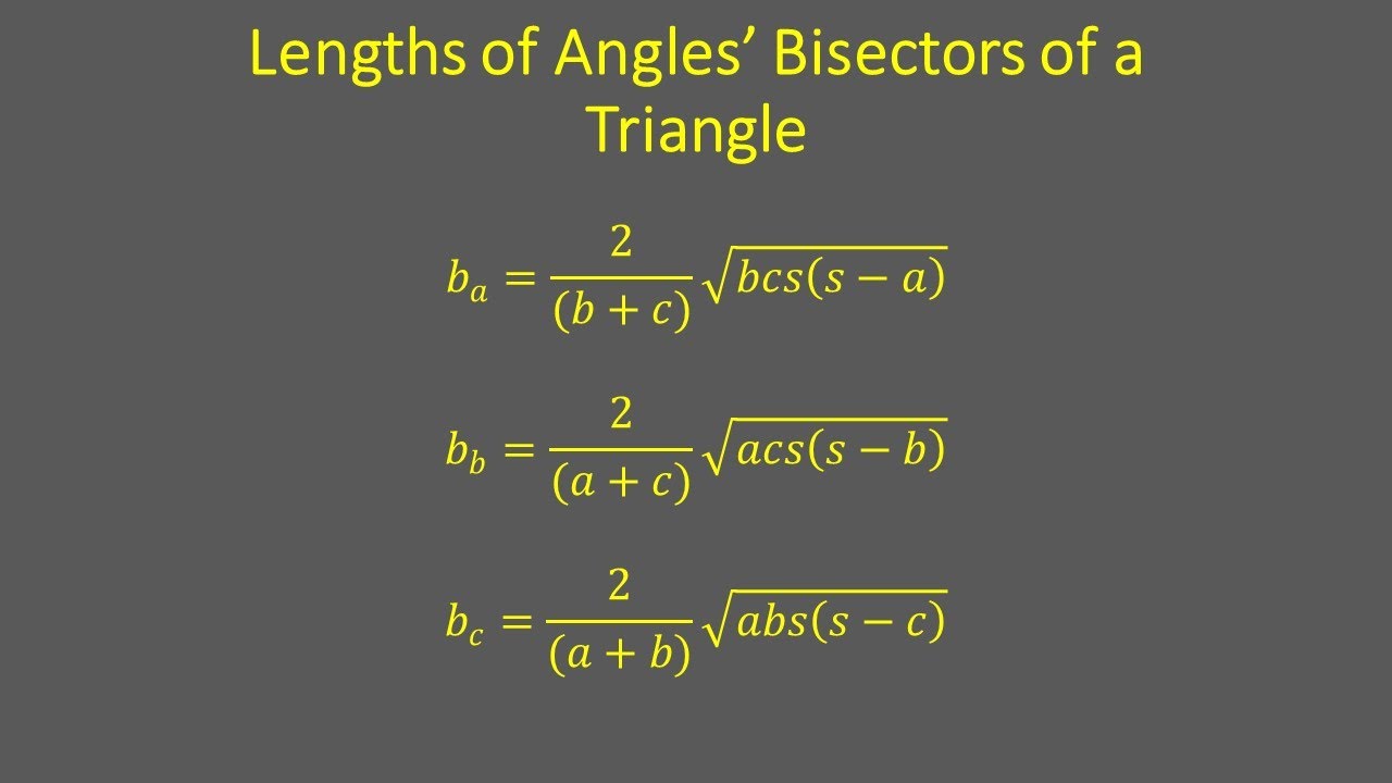 Lengths of angles bisectors of a triangle - YouTube