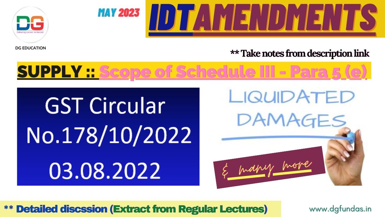 IDT Amendments May 2023 Exams - GSTI Supply - YouTube
