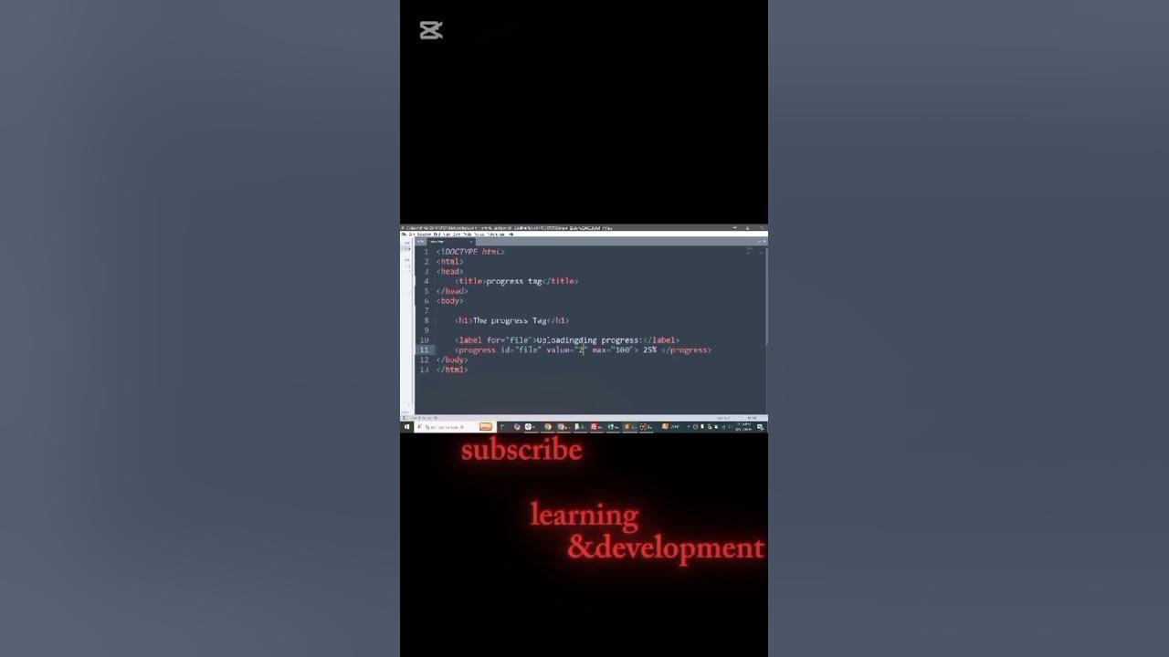 Html Progress Tag Coding Learnhtml5andcss3 Htmlforbeginners