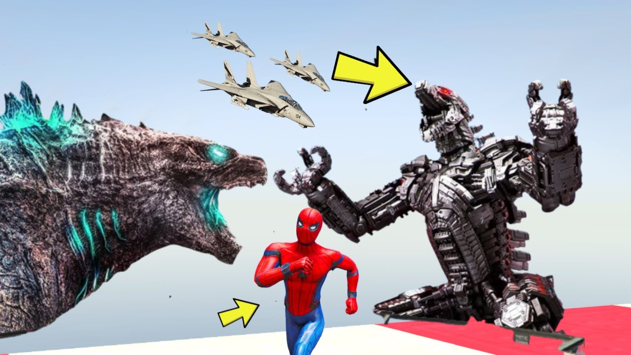 GODZILLA vs KONG Fight Water Slides Spiderman WATER RAGDOLLS Euphoria ...