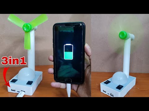 How To Make A Table Fan With Emergency Light And Power Bank At Home 3 In 1 Gadget