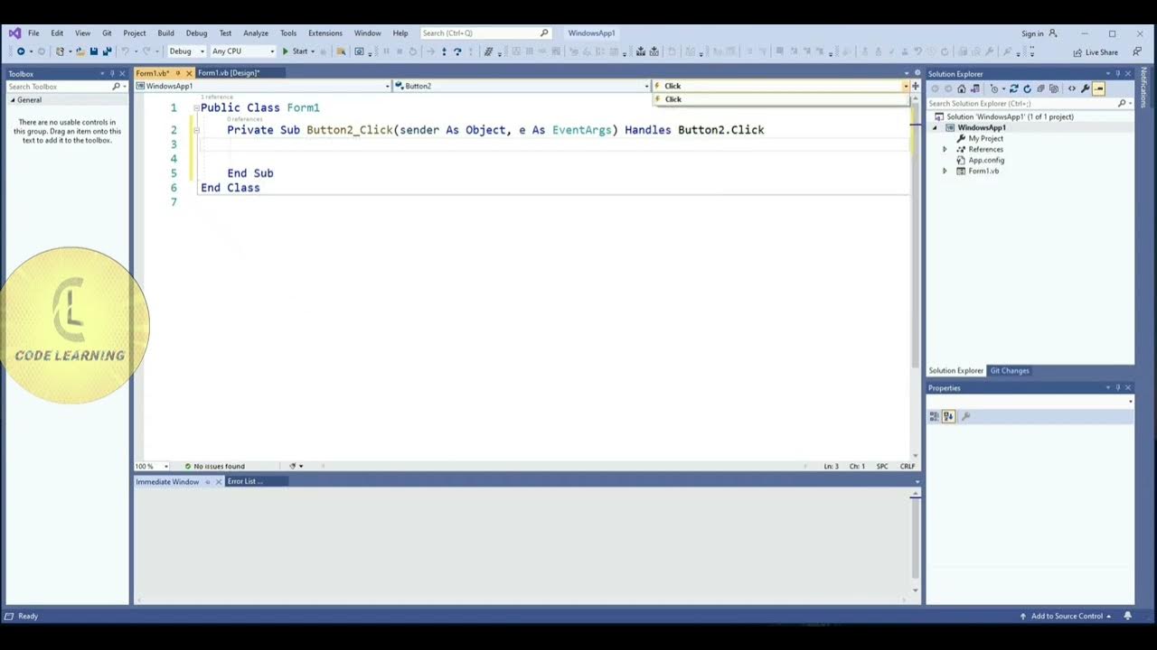 VB.NET | Exception handling 'immediate window' | CodeLearning - YouTube