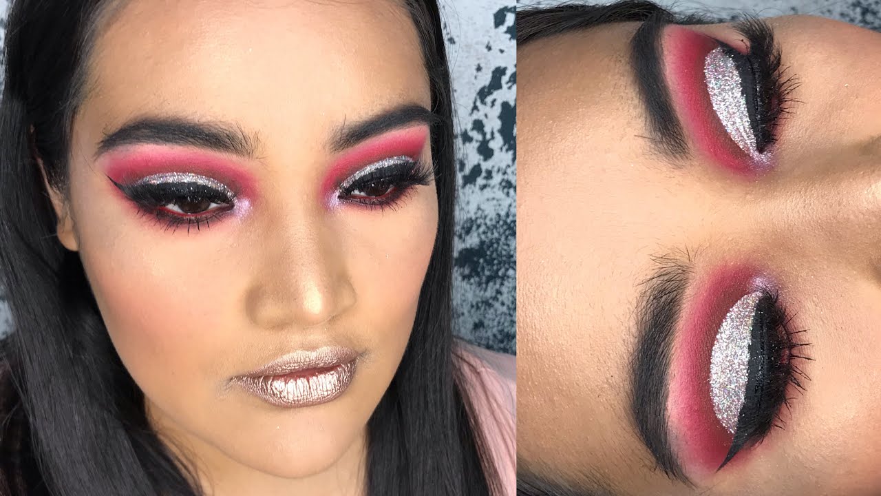 Maquillaje Rojo Glitter Cut Crease Cerrado Jeissa Rodriguez Youtube