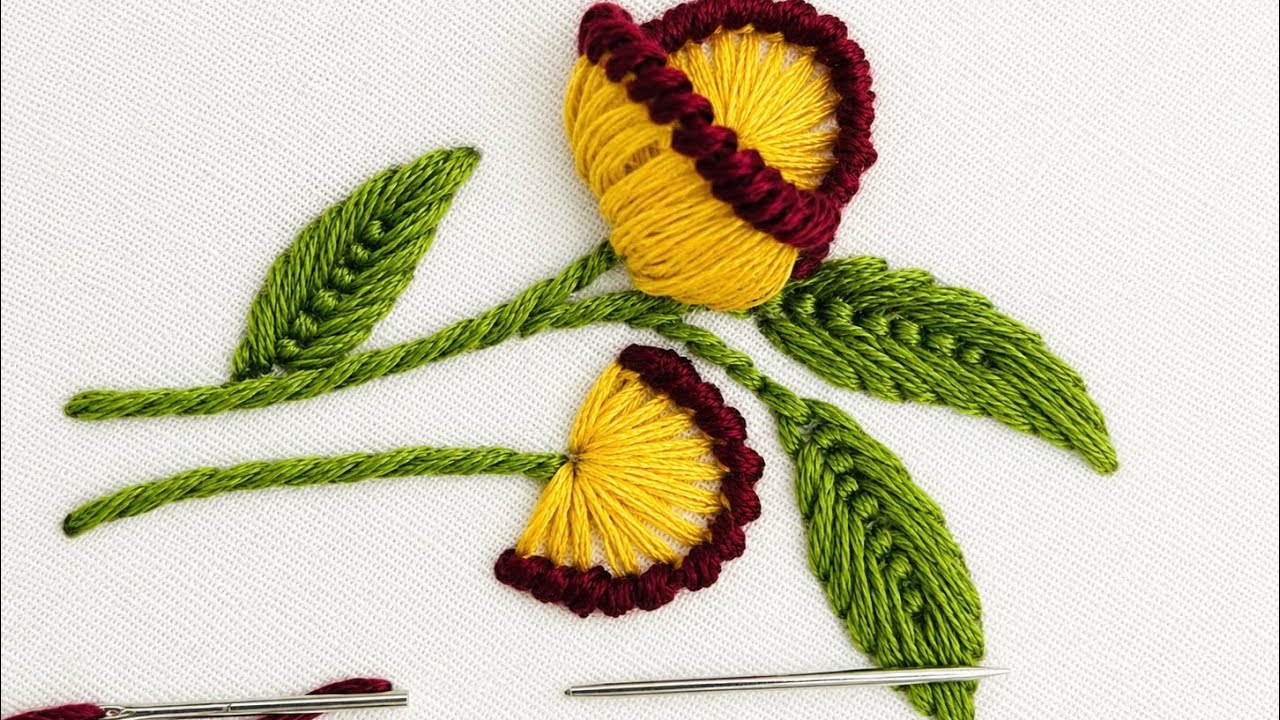 Elegant Floral Hand Embroidery Design 🌼 | Simple Flower Embroidery ...