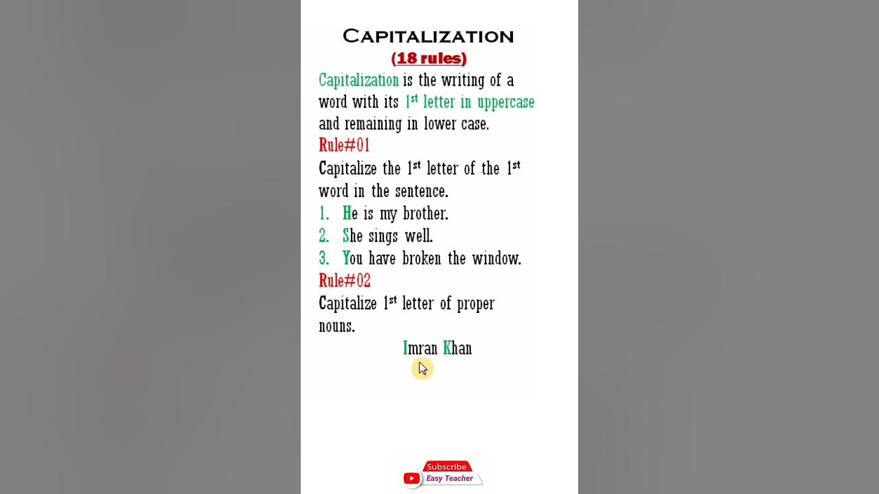 capital letters rules | capitalzation | rules for capitalization ...