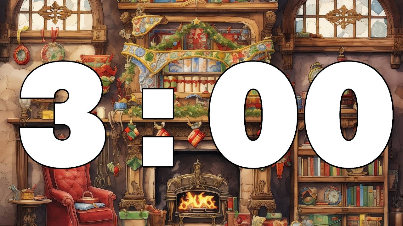Christmas Fireplace Countdown Timer - 3 minutes - YouTube