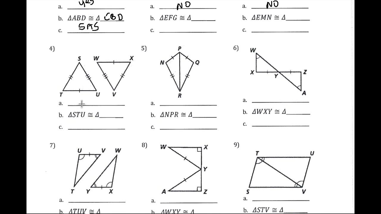 5-4 Congruent Triangles practice part 1 - YouTube