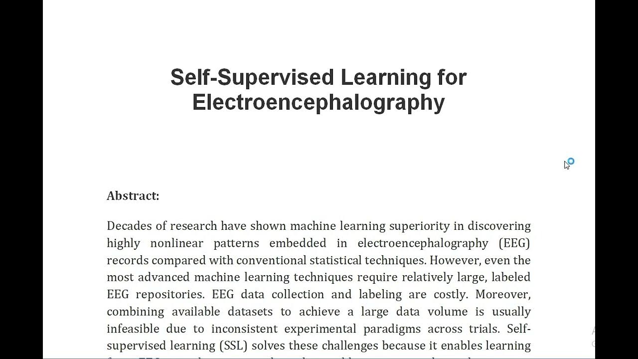 Self Supervised Learning for Electroencephalography - YouTube