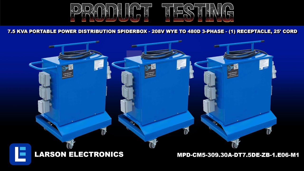 7.5 KVA Portable Power Distribution Spiderbox - 208V Wye to 480D 3 ...