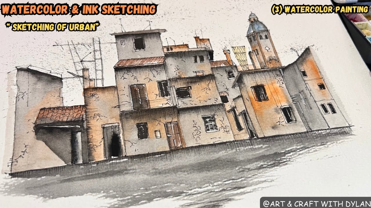 Ink Sketching With Watercolor |Urban Sketching Whit Me - YouTube