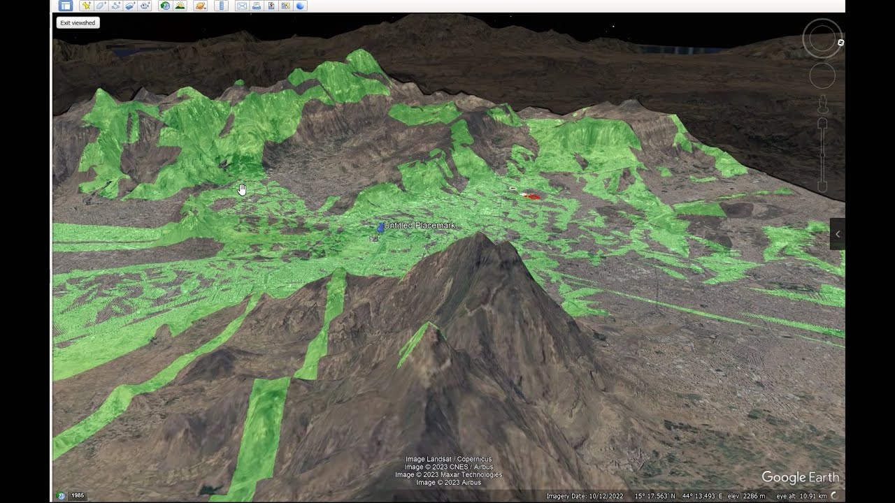 Google Earth Pro 5 - تحليل مدى الرؤية في جوجل ايرث Viewshed Tool - YouTube