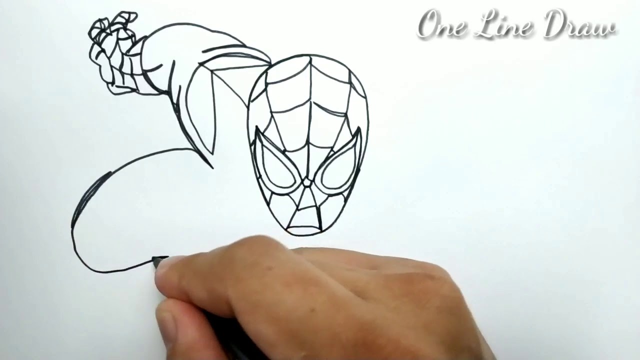 VERY EASY , one line drawing spiderman / drawing by one line / how to ...