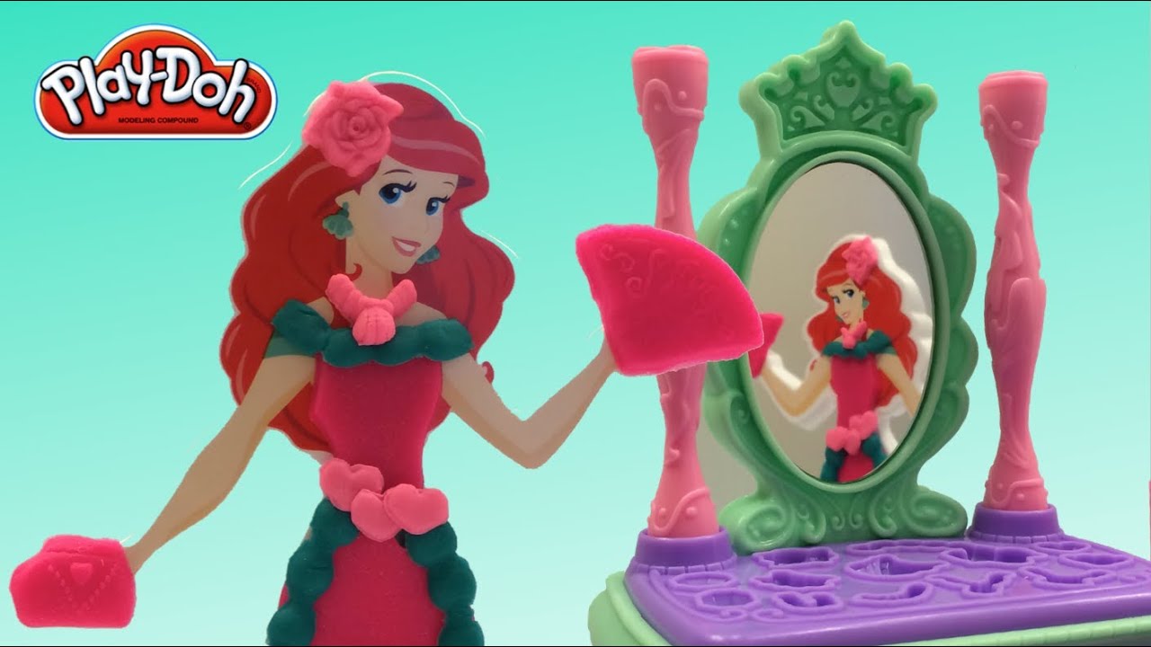 Play Doh Play Fashion Ariel's Royal Vanity Design Sparkly Dresses ...