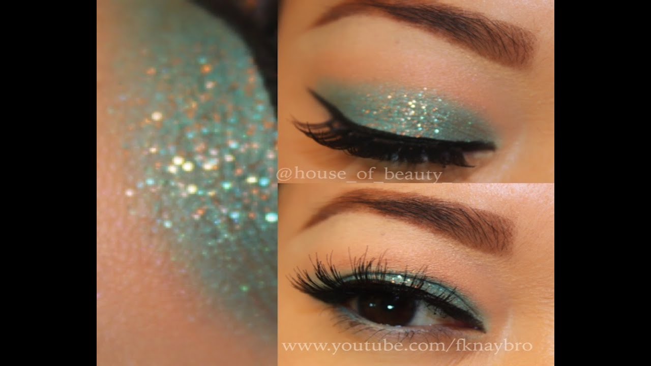 Turquoise Eyes with Glitter - YouTube