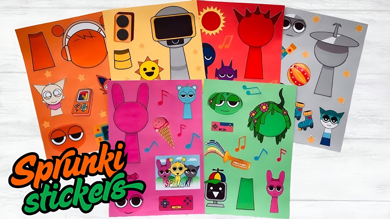 AMAZING DIY PAPER STICKERS with SPRUNKI | Sticker Book part 1 #sprunki ...