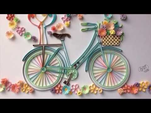 Quilling Bicycle flowers filigrana paper - YouTube