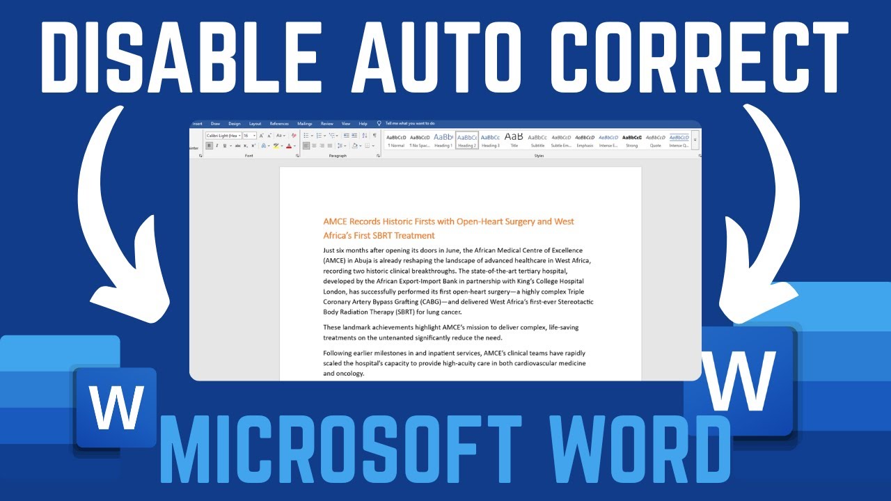 How To Disable Auto Correct Option In Microsoft Word - YouTube