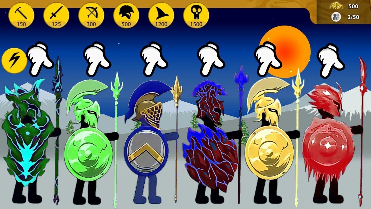 ALL THE EVOLUTIONS OF A SPARTAN SKINS UPGRADES & DAMAGE | STICK WAR ...