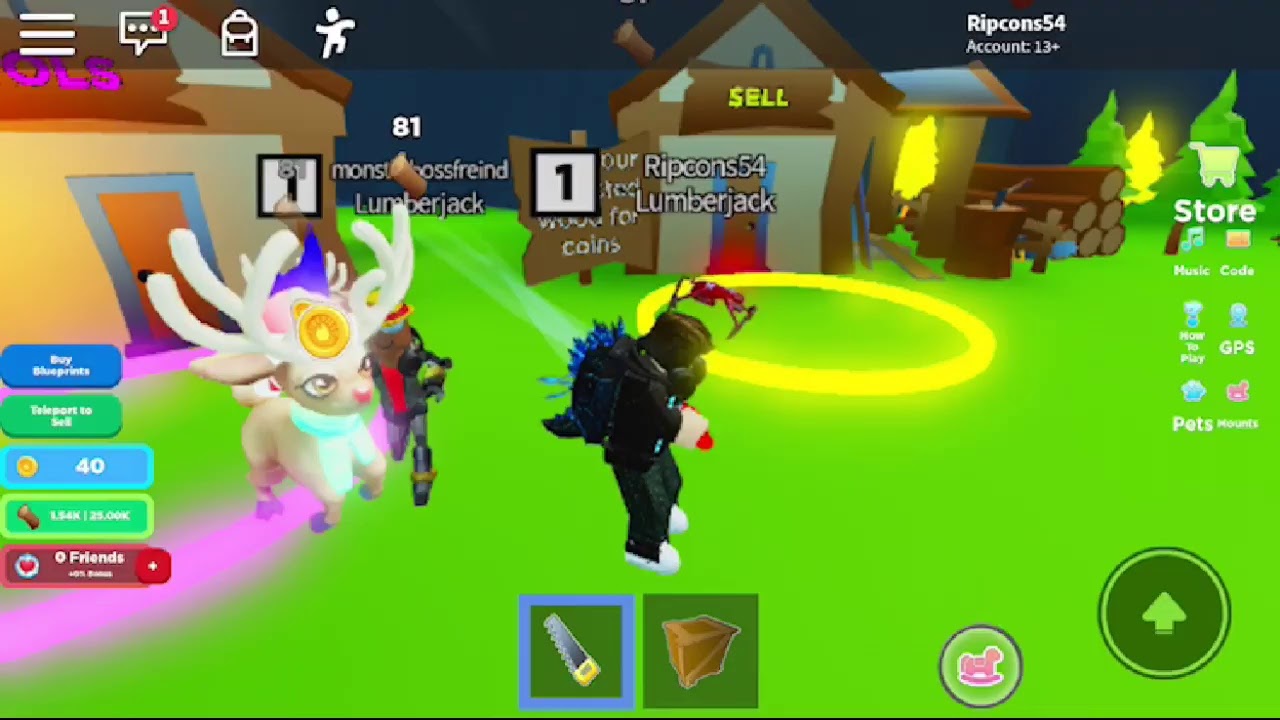 Playing lumberjack legends simulator in roblox - YouTube