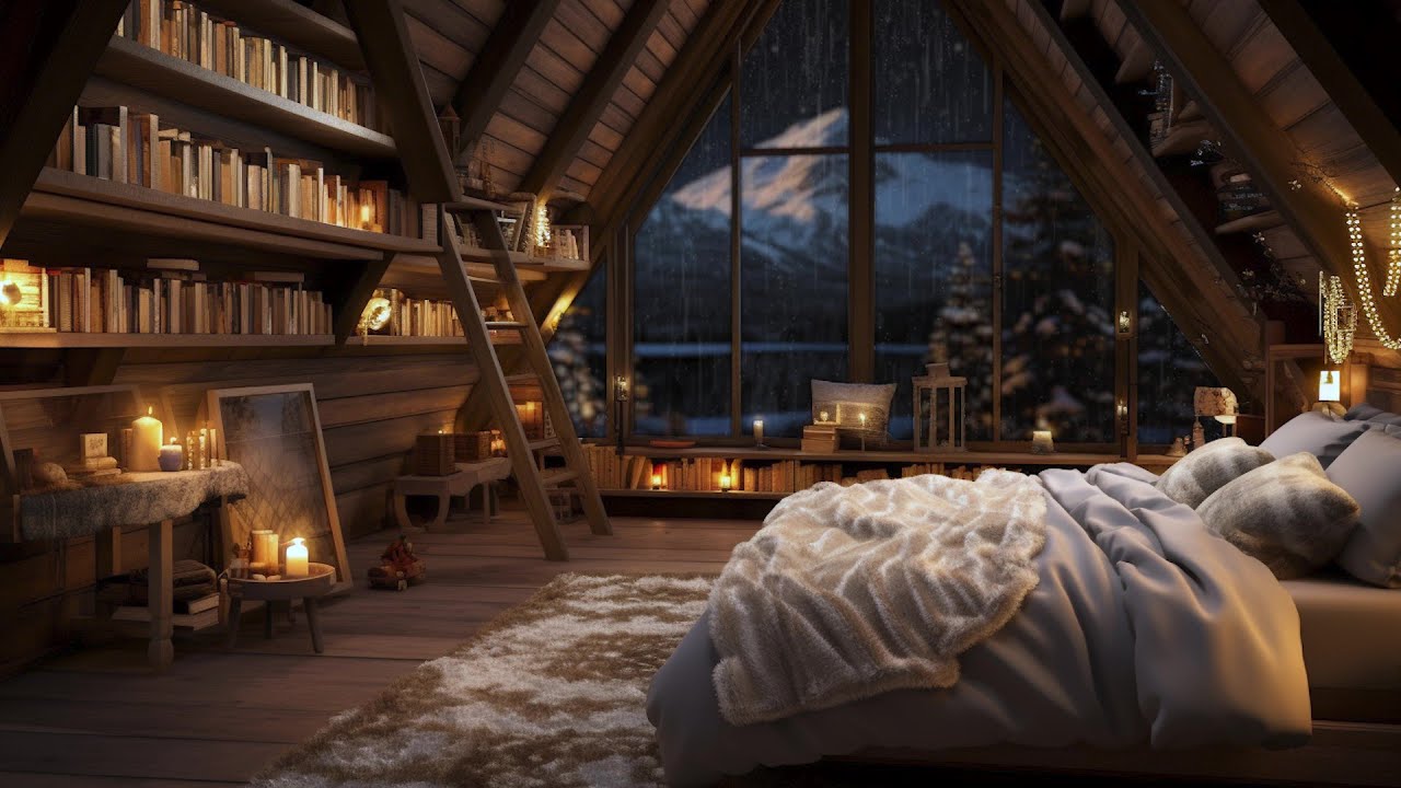 Cozy Setting with Soothing Sound of Gentle Rain and Comforting Lights ...