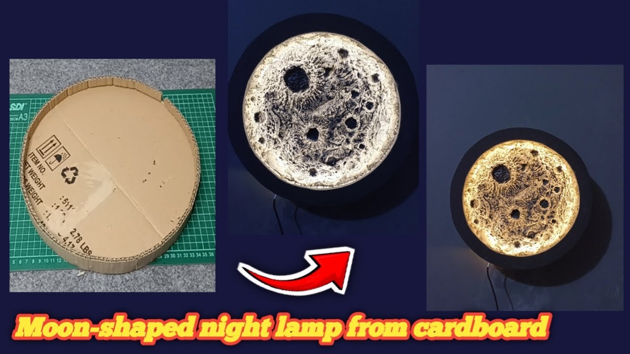 Moon shaped night light from cardboard - YouTube