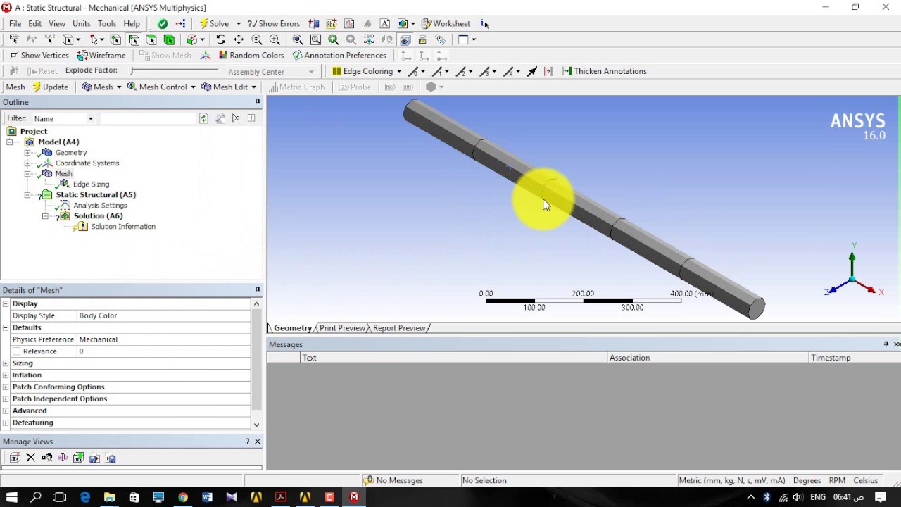 Static Structural Analysis of Bars using line elements _ANSYS_Tutorial ...