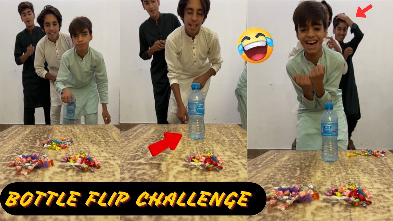 bottle flip challenge video and stand on one leg - YouTube