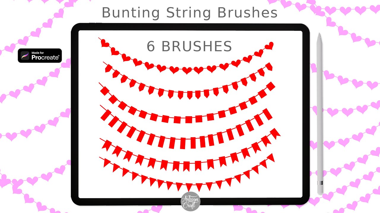Procreate Bunting String Brushes - YouTube