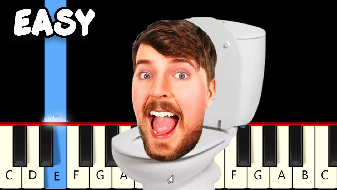 Skibidi Toilet Mr Beast Song - Fast and Slow Easy Piano Tutorial - Both ...