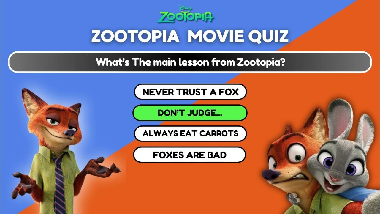 Zootopia Movie Quiz 🦊🐰 Ultimate Disney Zootopia Fun Quiz Challenge ...